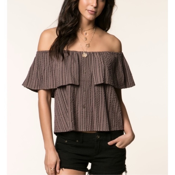 O'Neill | Tops | Oneill Winona Woven Off The Shoulder Ruffle Tube Top ...